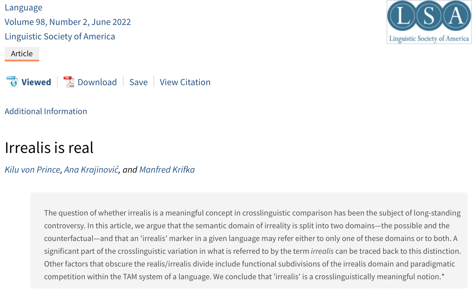 Our paper in Language! – Ana Krajinović